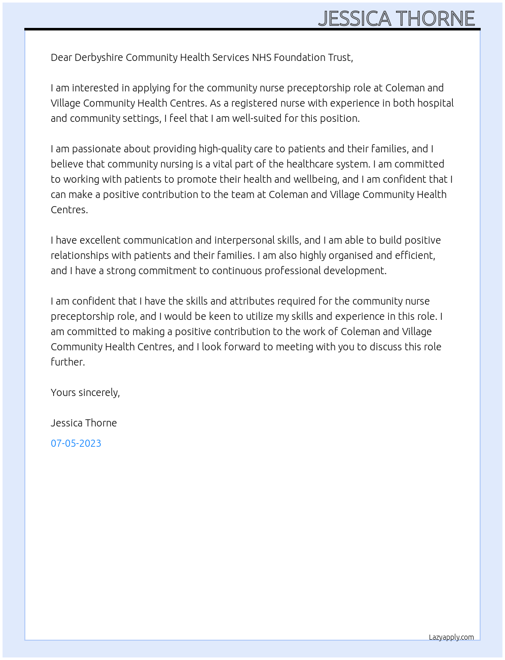 Cover letter for nurse - LazyApply