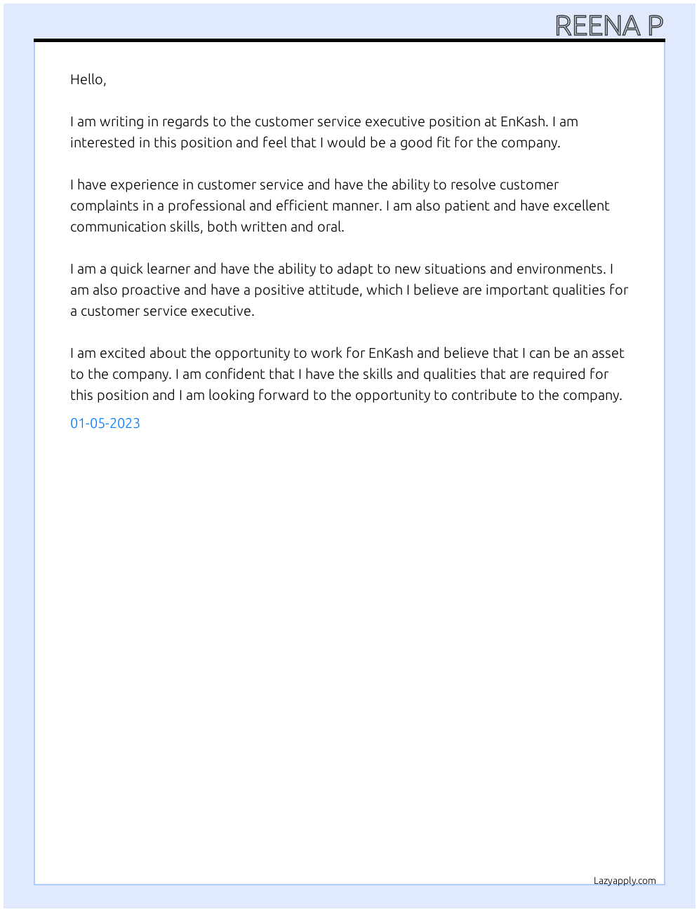 Cover Letter For Customer Service Executive LazyApply