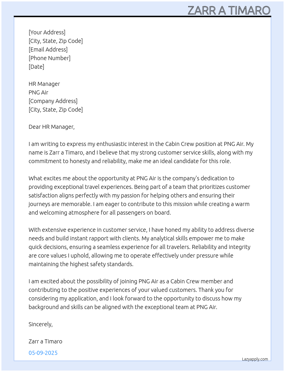 Cover letter for cabin crew - LazyApply