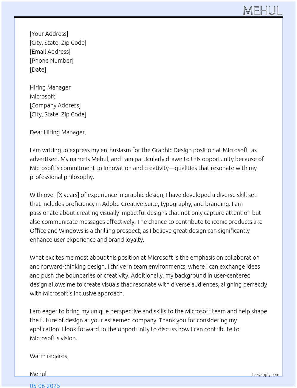 Cover letter for microsoft - LazyApply