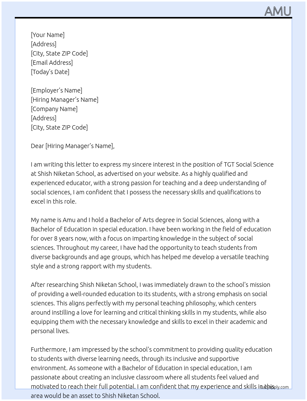 Cover letter for tgt social science - LazyApply