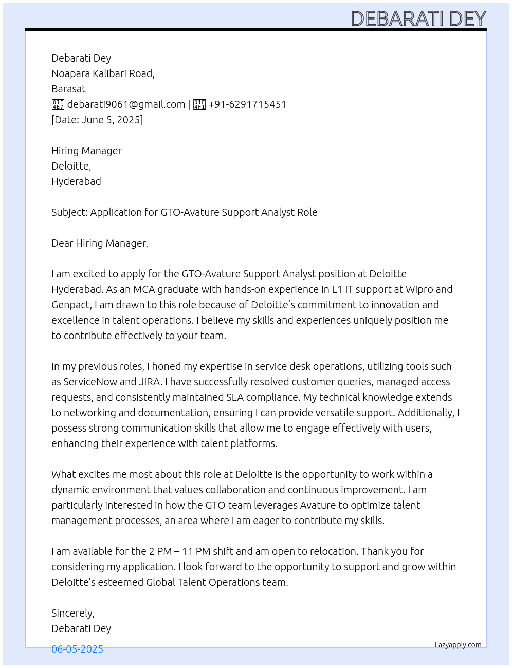 Cover letter for deloitte - LazyApply