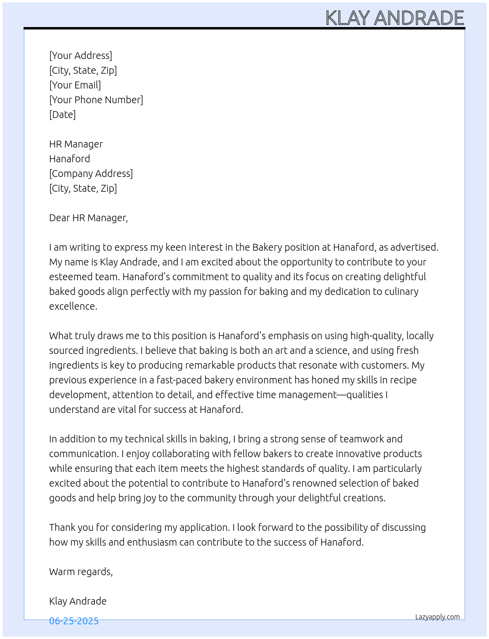 Cover letter for bakery - LazyApply