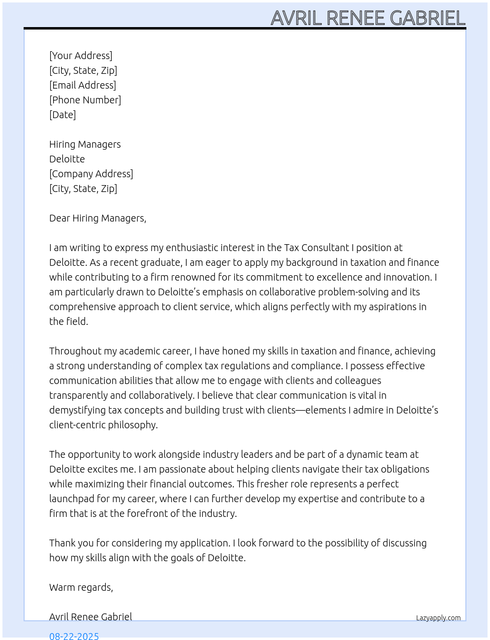 Cover letter for deloitte - LazyApply
