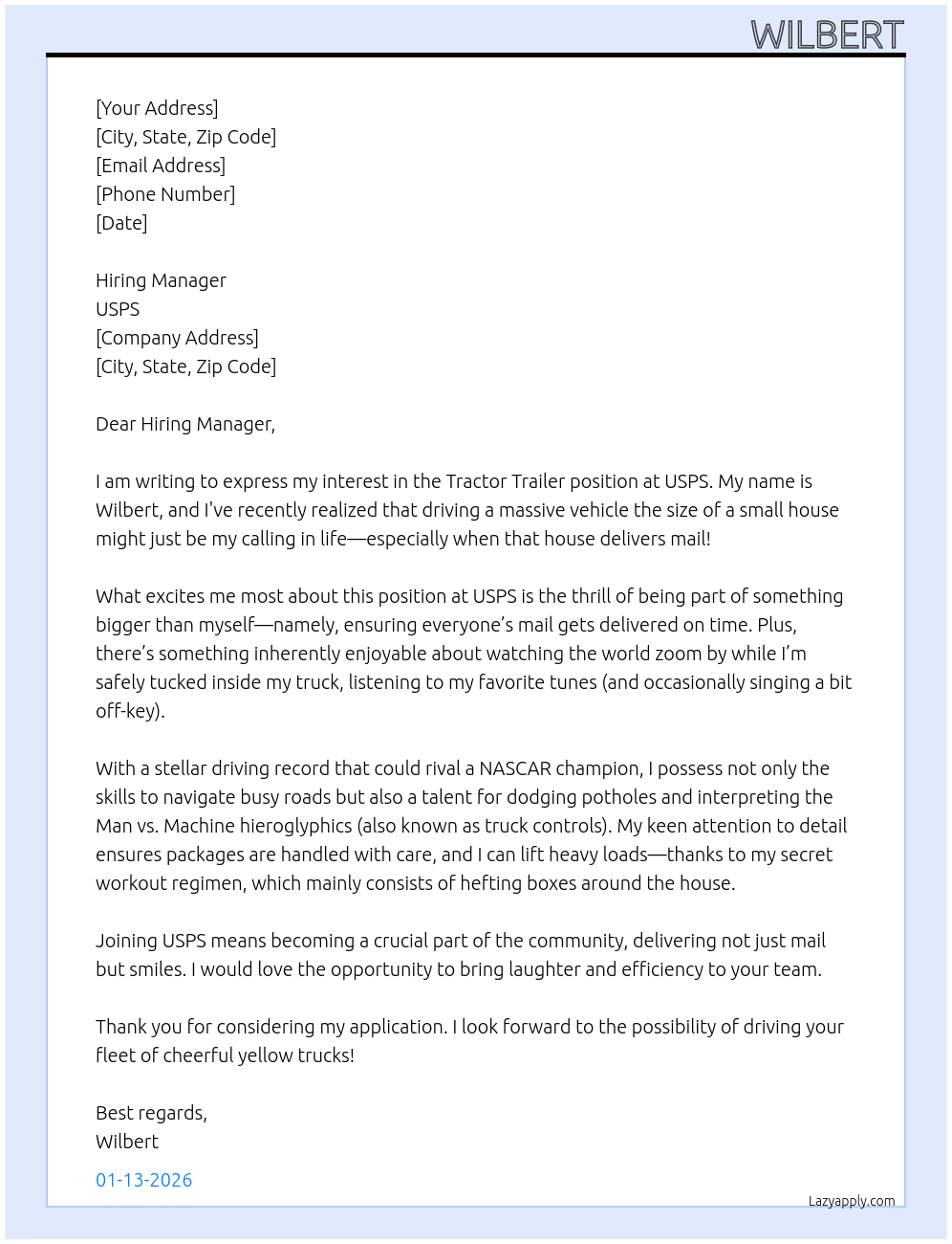 Cover letter for tractor trailer - LazyApply