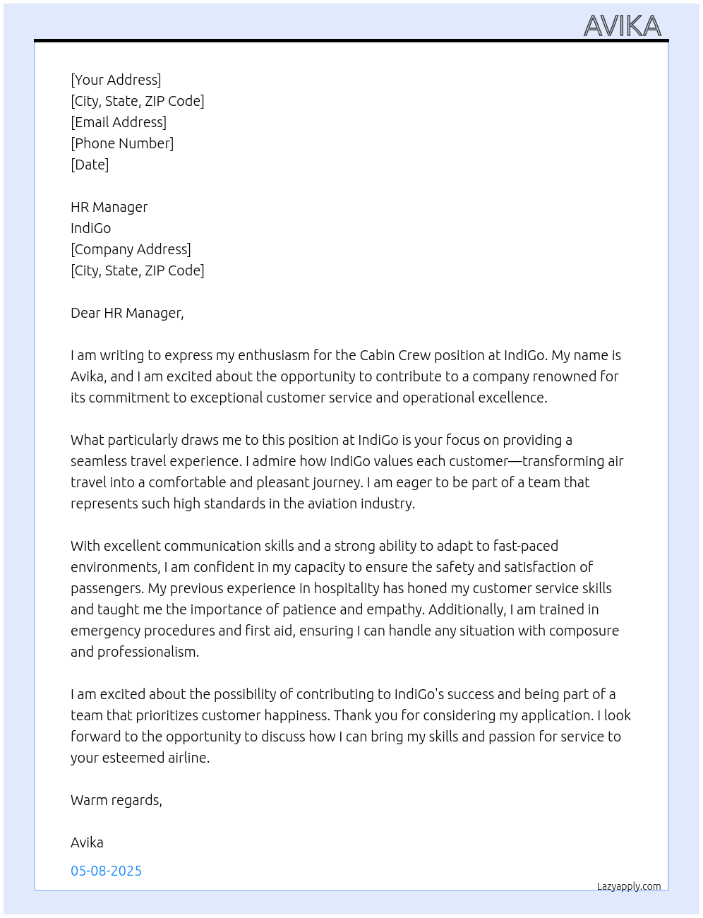 Cover letter for cabin crew - LazyApply