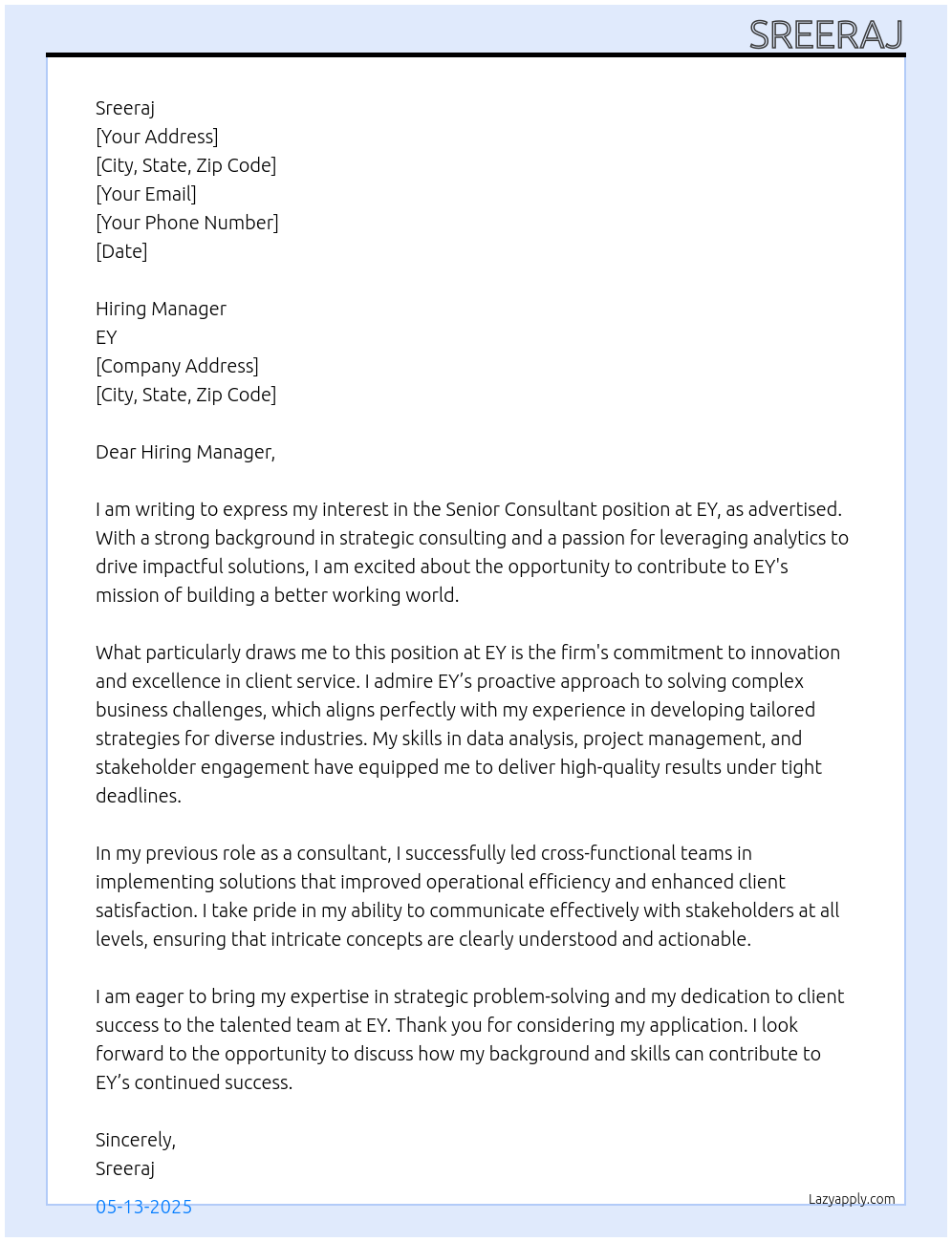 Cover letter for ey - LazyApply