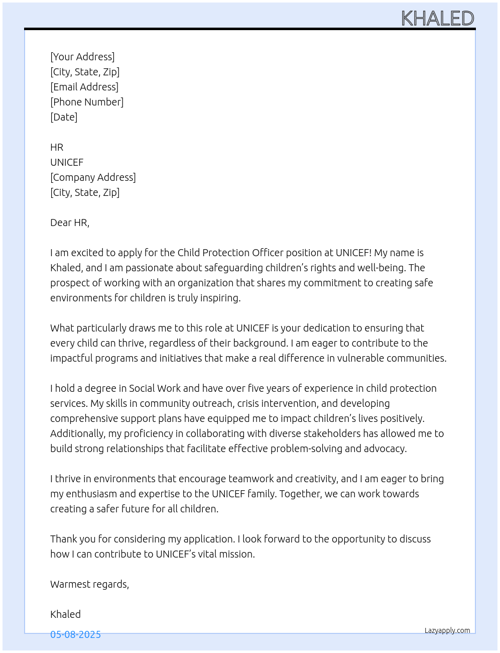 Cover letter for child protection officer - LazyApply