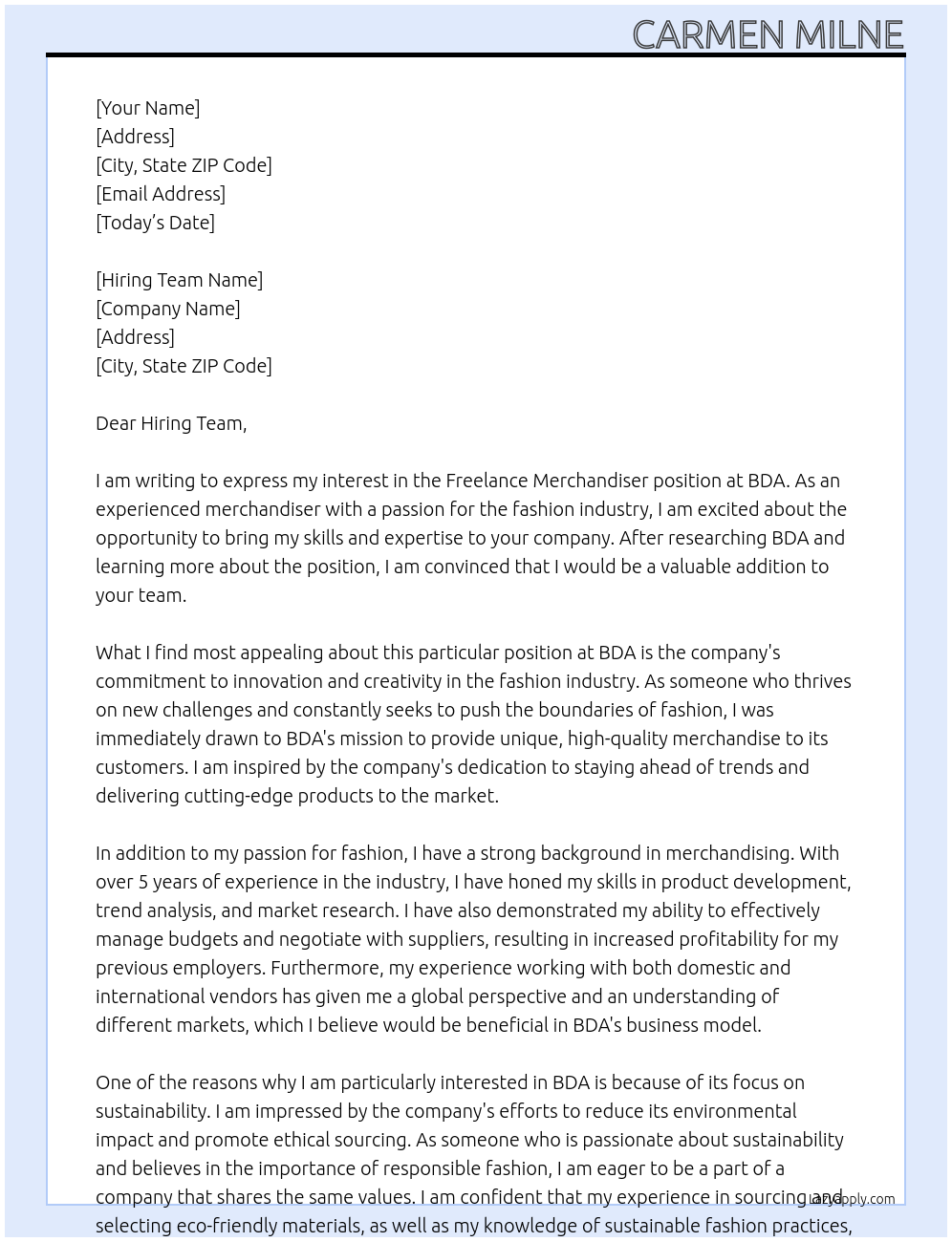 Cover letter for bda - LazyApply