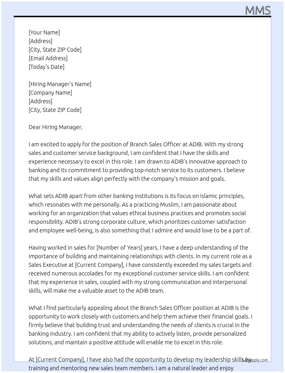 Cover letter for adib - LazyApply