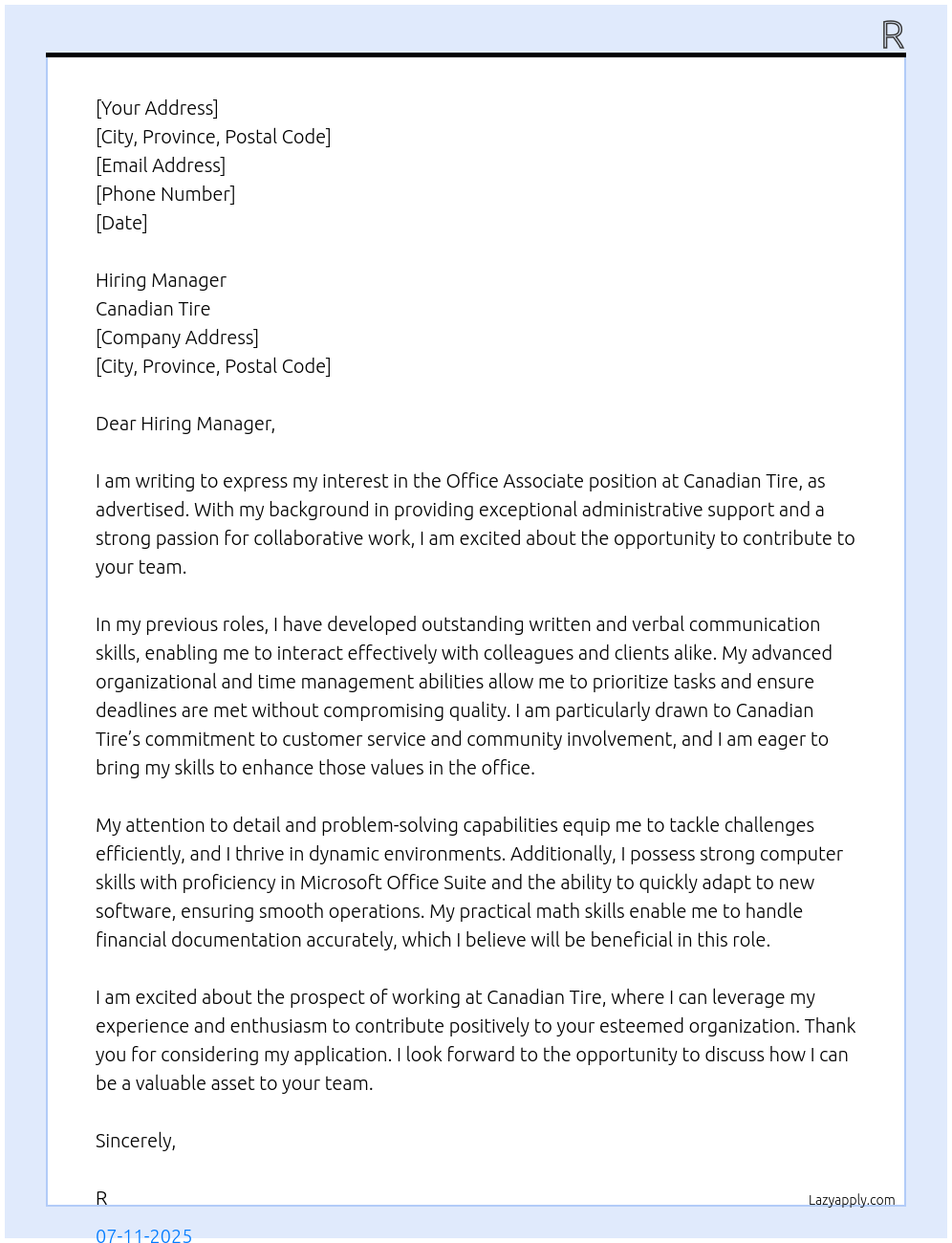 Cover letter for office associate - LazyApply