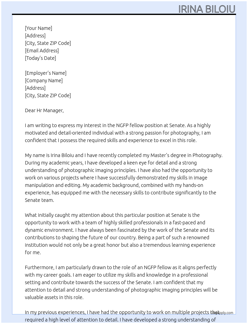 Cover letter for ngfp fellow - LazyApply