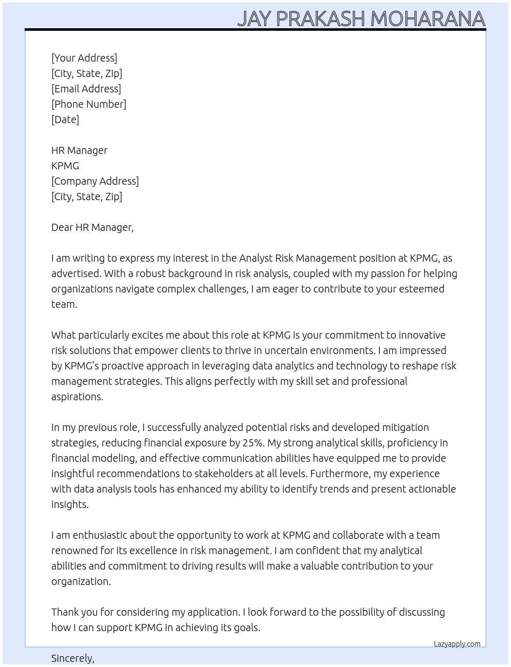 Cover letter for kpmg - LazyApply