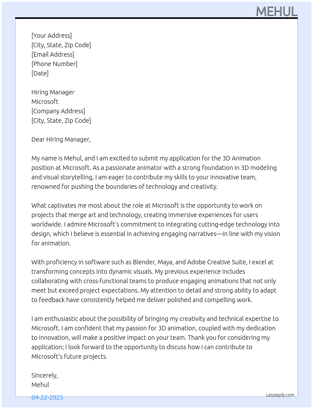 Cover letter for microsoft - LazyApply