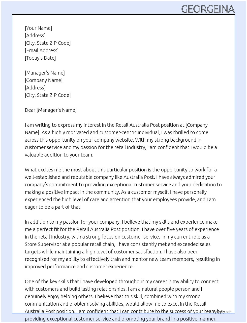 Cover letter for reatail australia post - LazyApply