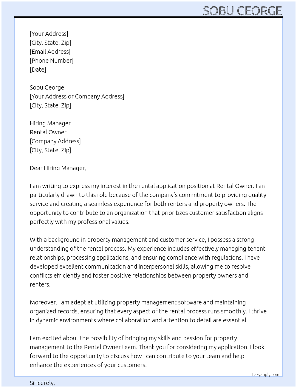 Cover letter for rental application - LazyApply