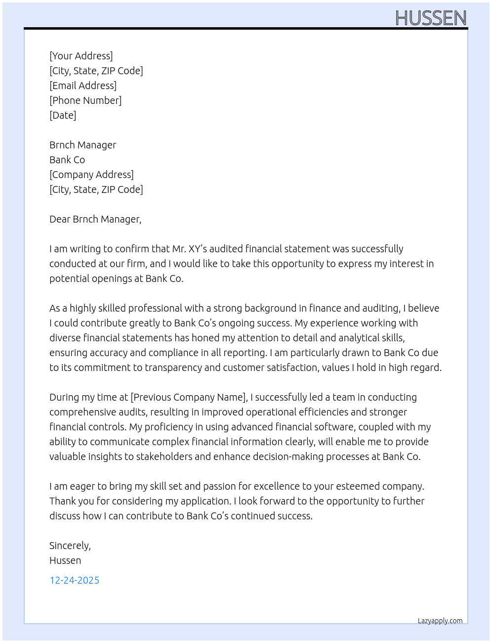 Cover letter for this kindly confirm that mr xy audited finacial ...