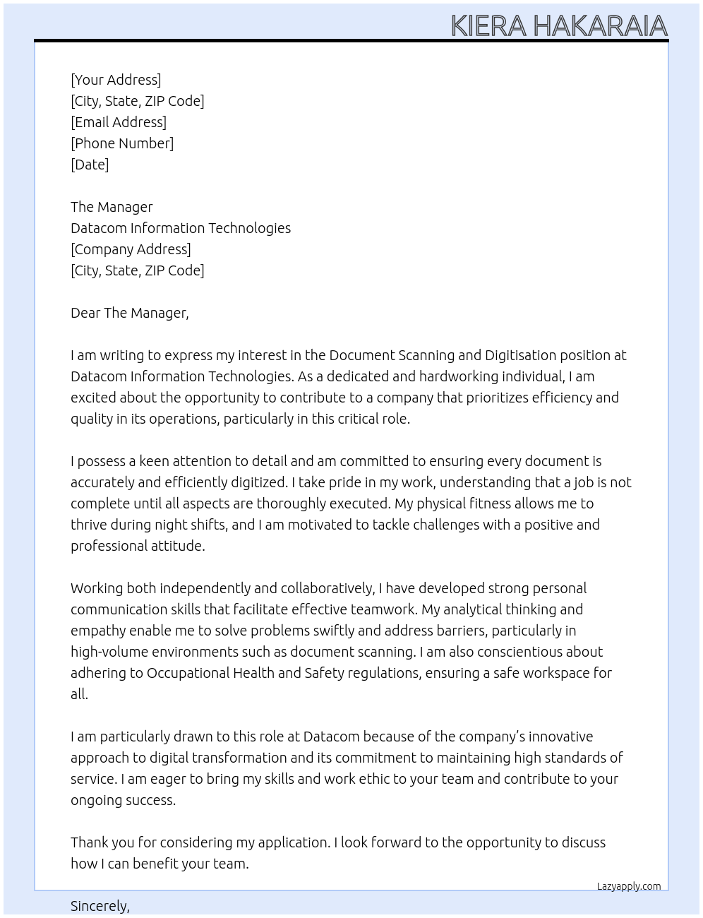 Cover letter for document scanning and digitisation - LazyApply