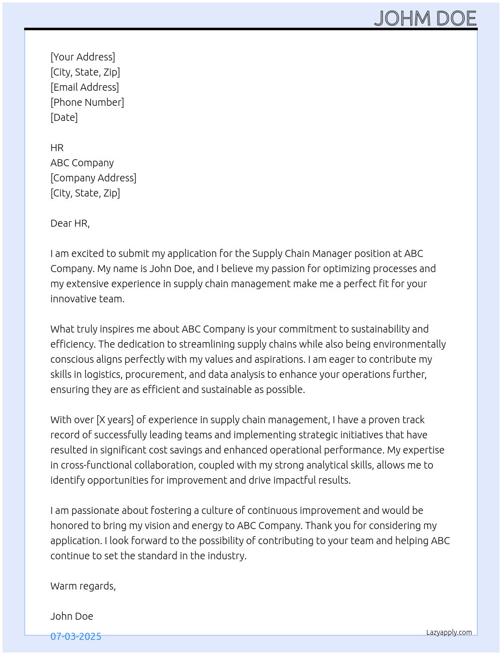 Cover letter for abc - LazyApply